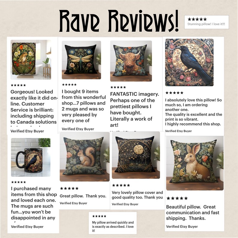 Raven Table Runner Floral Background William Morris Inspired Stylized ...