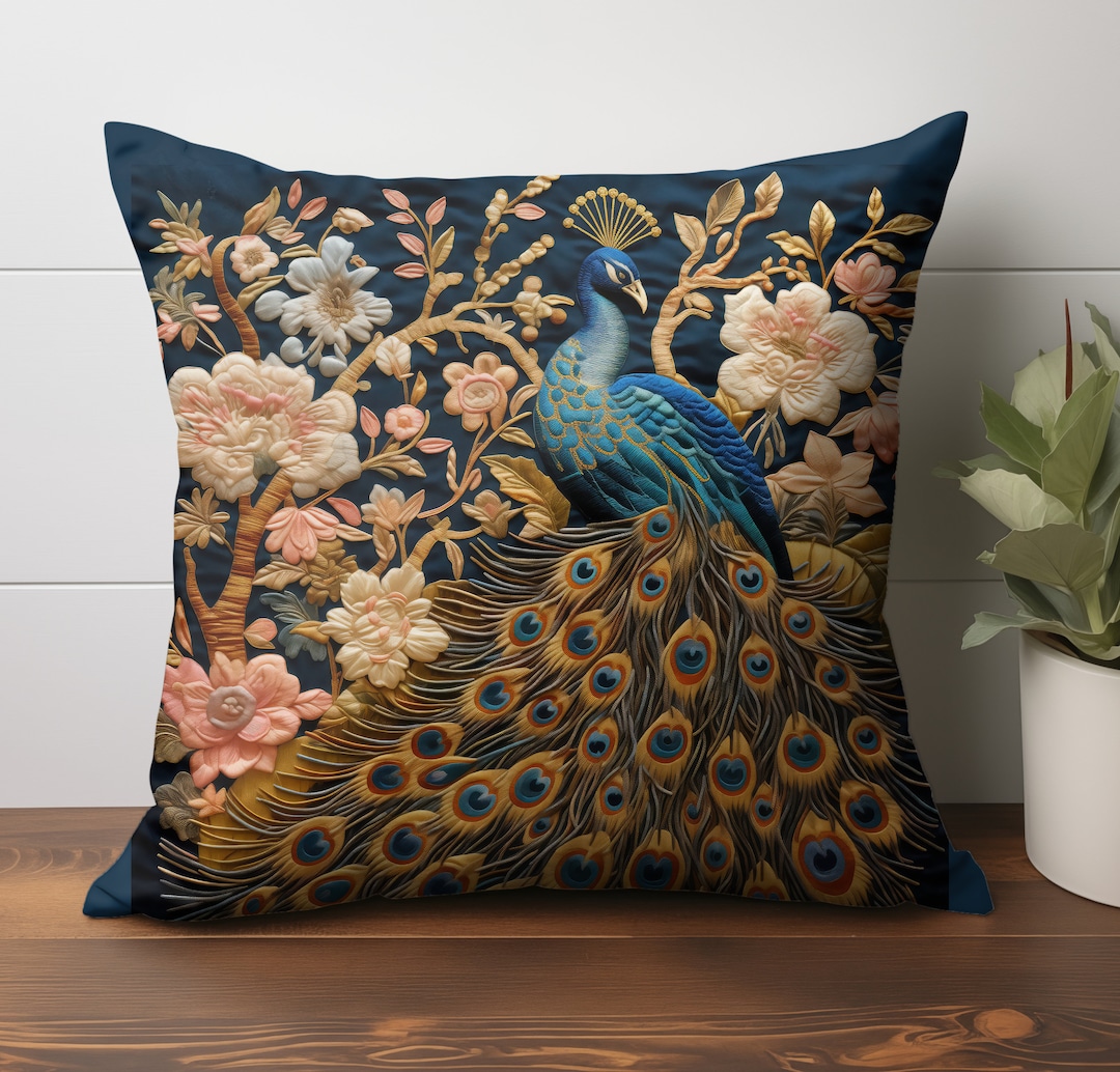 Beautiful Peacock William Morris Peacock Pillow Cover Stylized ...
