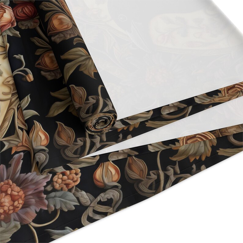 Raven Table Runner Floral Background William Morris Inspired Stylized ...