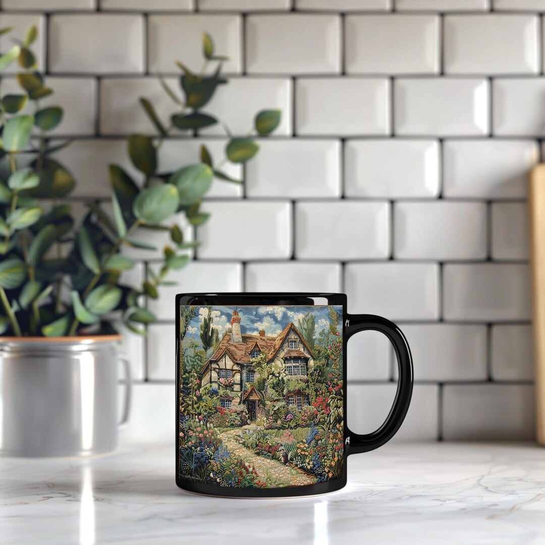 Faux Embroidery English Cottage Mug Beautiful Coffee Mug Embroidered ...