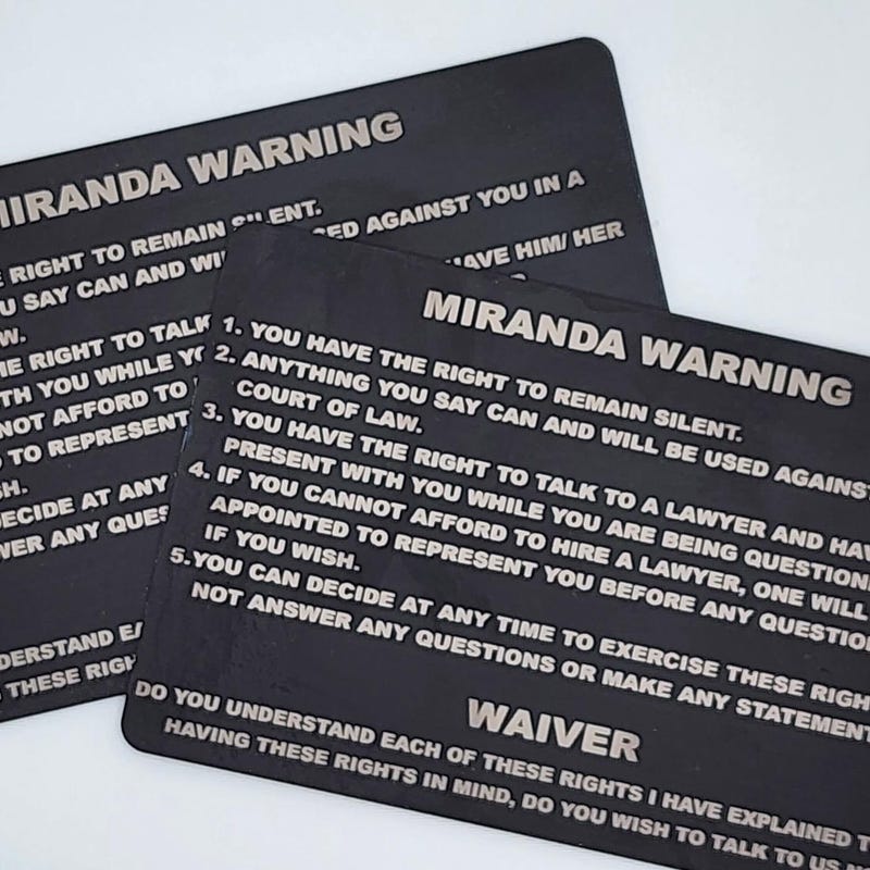 Miranda Warning Cards - Etsy