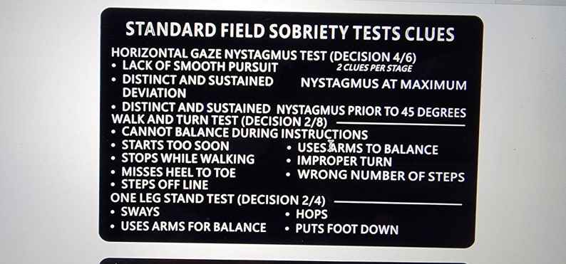 Custom Officers Metal Miranda Warning/ Field Sobriety Clues Card - Etsy