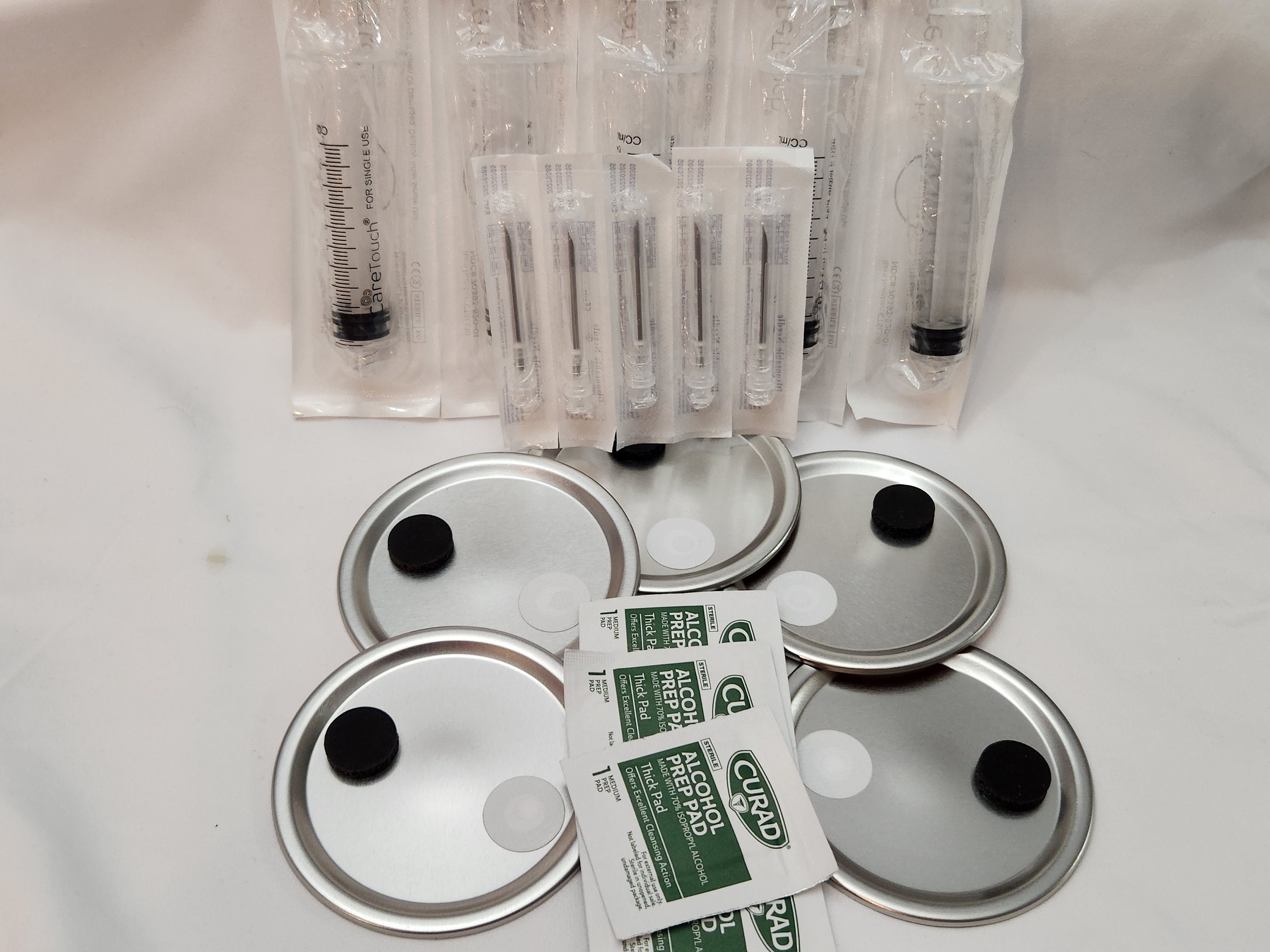 6 Pack of Sterile Syringes & "wide Mouth" Lids With Filter/ Injection ...