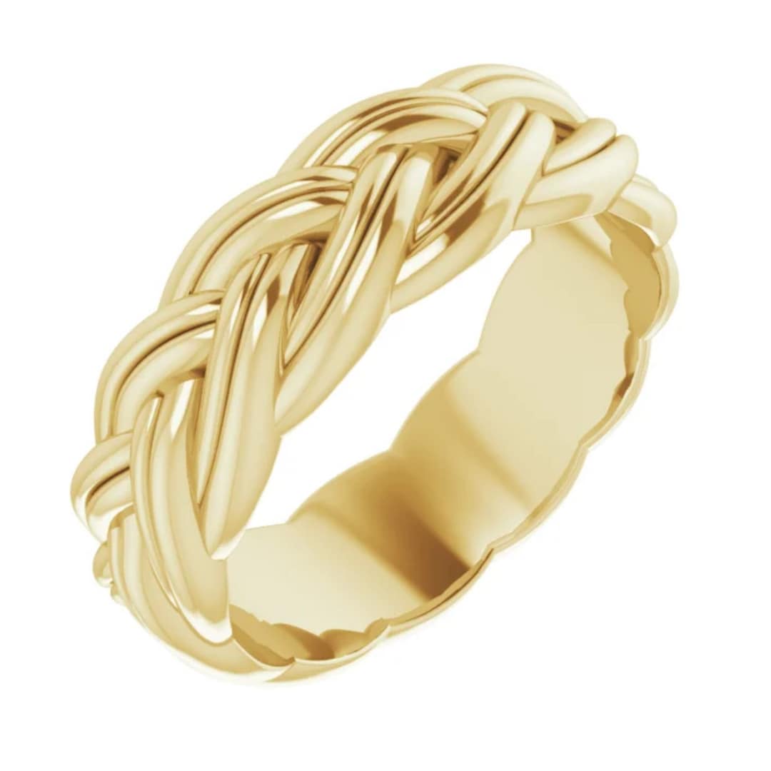 14k Gold Wide Rope Band Bold Rope Wedding Ring Gold Twist Ring 14k Wide ...