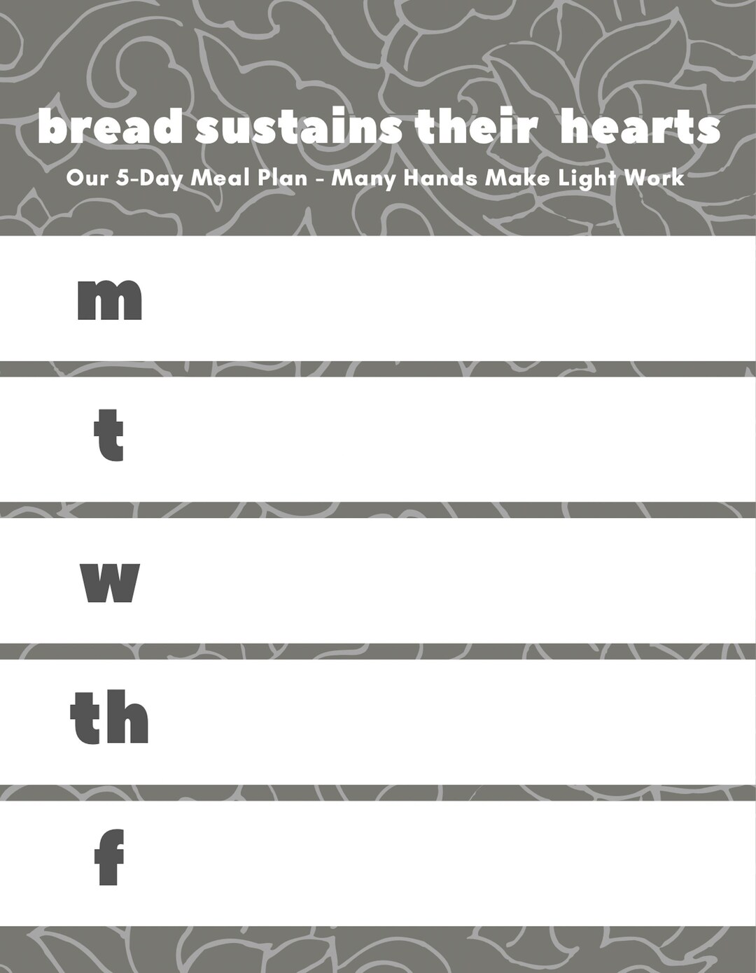 5 Day Meal Plan Template, Meal Planner, Printable Meal Planning ...