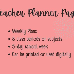 Editable! Teacher Weekly Lesson Plan Page - 8 Class Periods/subjects ...