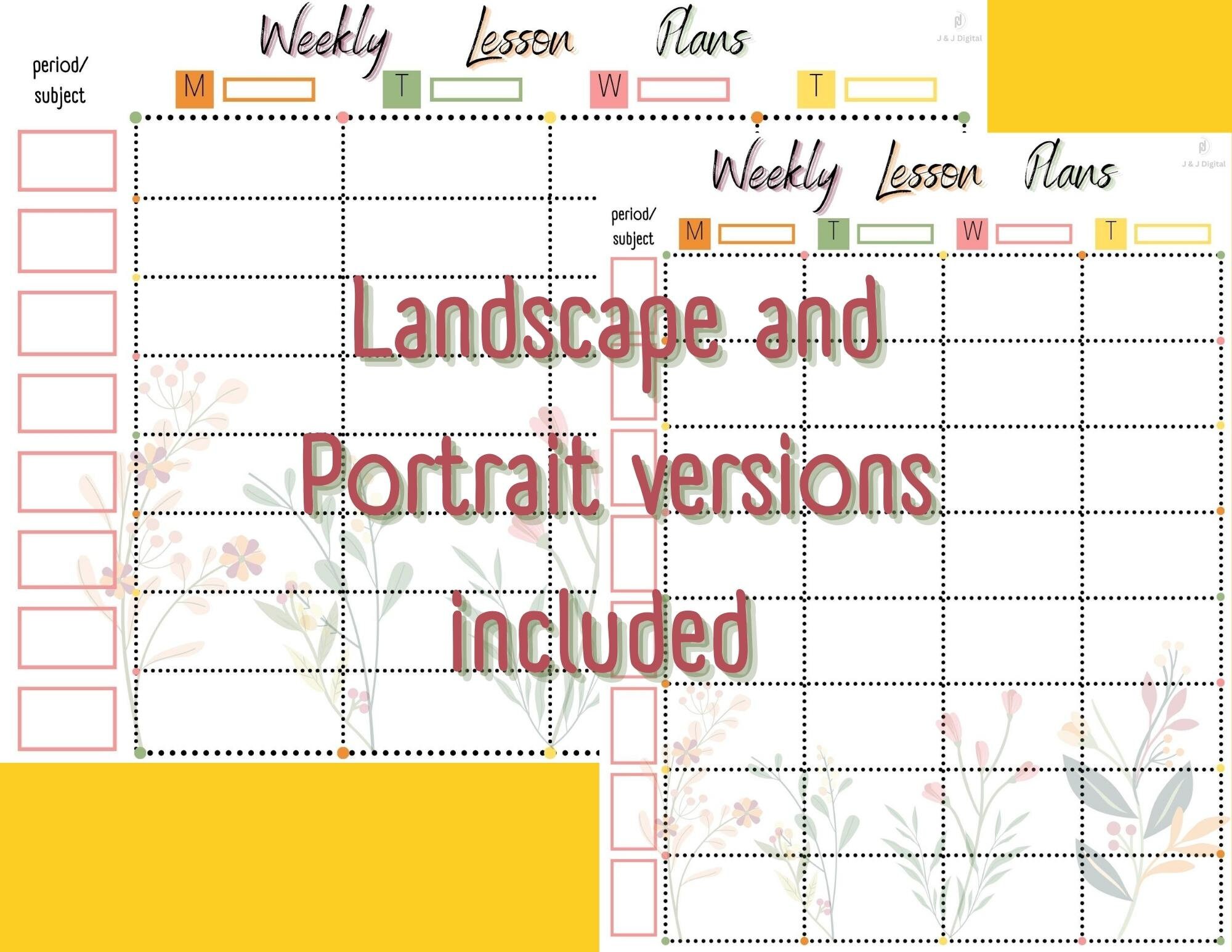 Editable Teacher Weekly Lesson Plan - 4 Days - 8 Class Periods - Flower ...