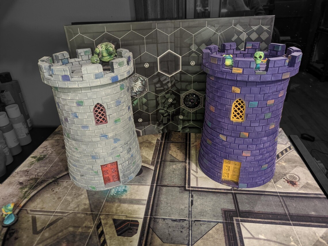 Round Castle Tower Terrain Set With Multiple Modular Floors Decorated ...
