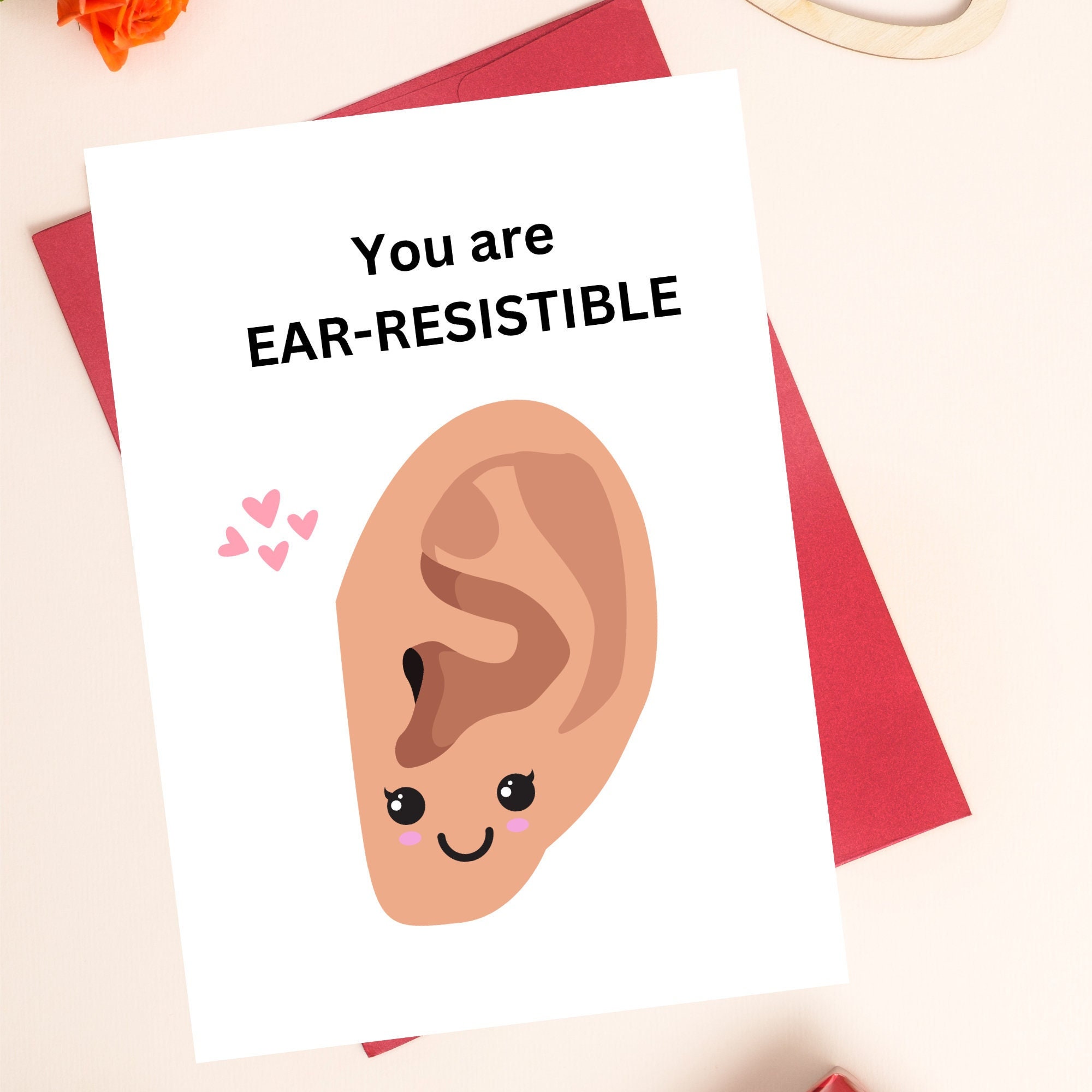 Funny Ear Printable Valentine's Day Card, Digital Download Card for ...