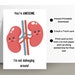 Funny Kidney Printable Valentine's Day Card, Digital Download Card for ...
