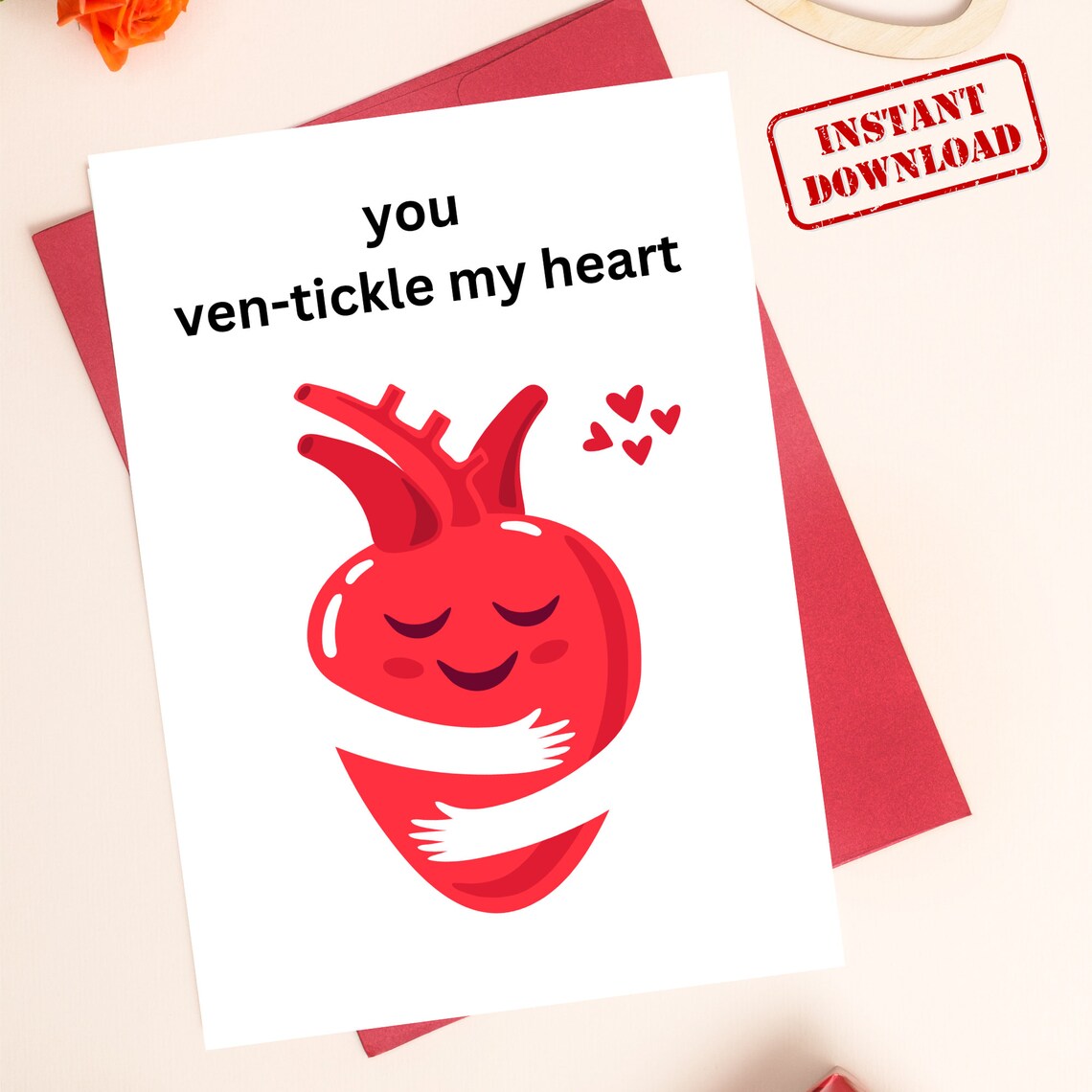 Funny Ventricle Heart Printable Valentine's Day Card, Digital Download ...