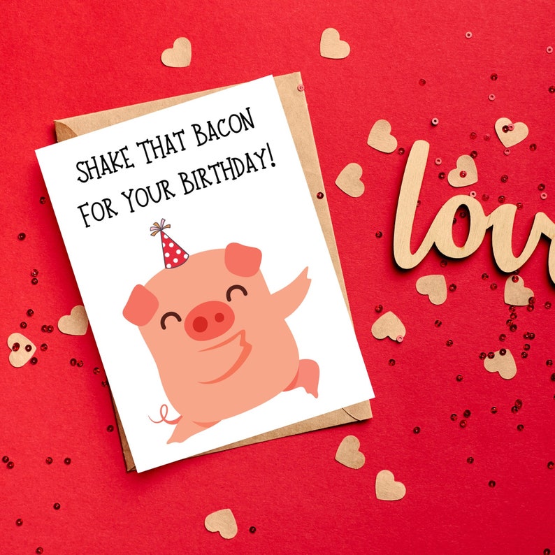Funny Pig Birthday Card, Birthday Card for Pig and Animal Lovers ...