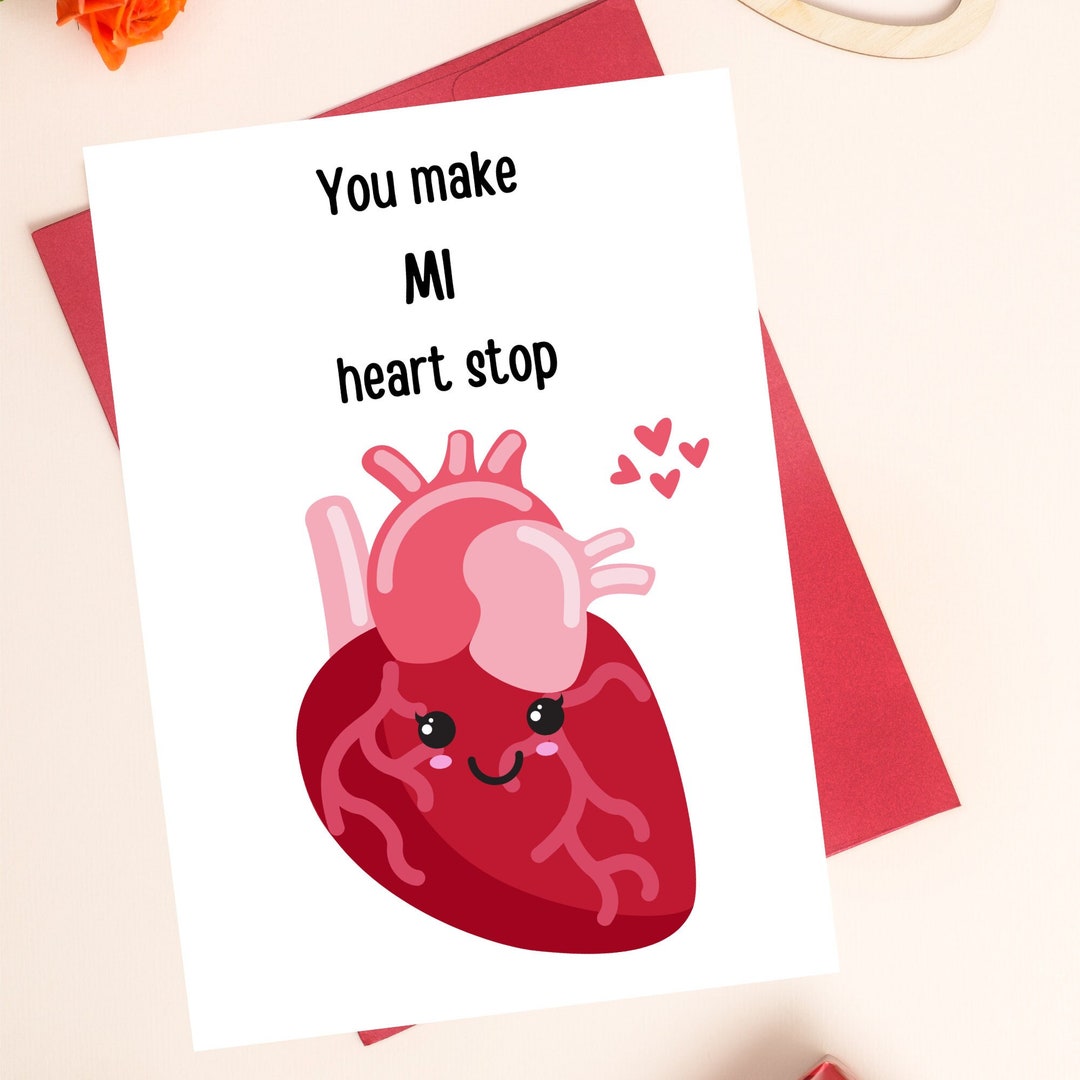 Funny Mi/heart Attack Printable Valentine's Day Card, Digital Download ...