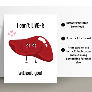 Funny Liver Printable Valentine's Day Card, Digital Download Card for ...