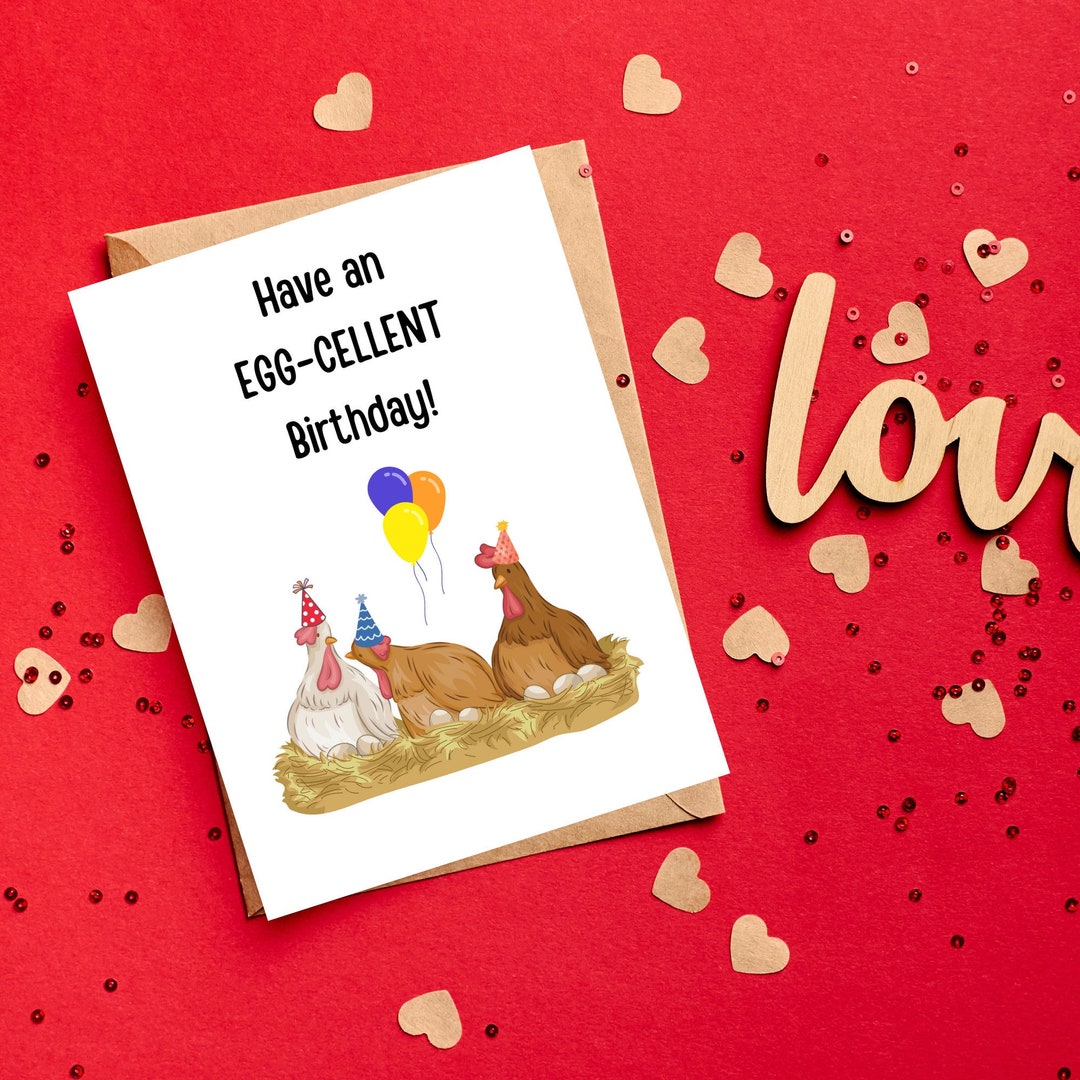 Funny Chicken Birthday Card, Birthday Card for Chicken and Animal ...