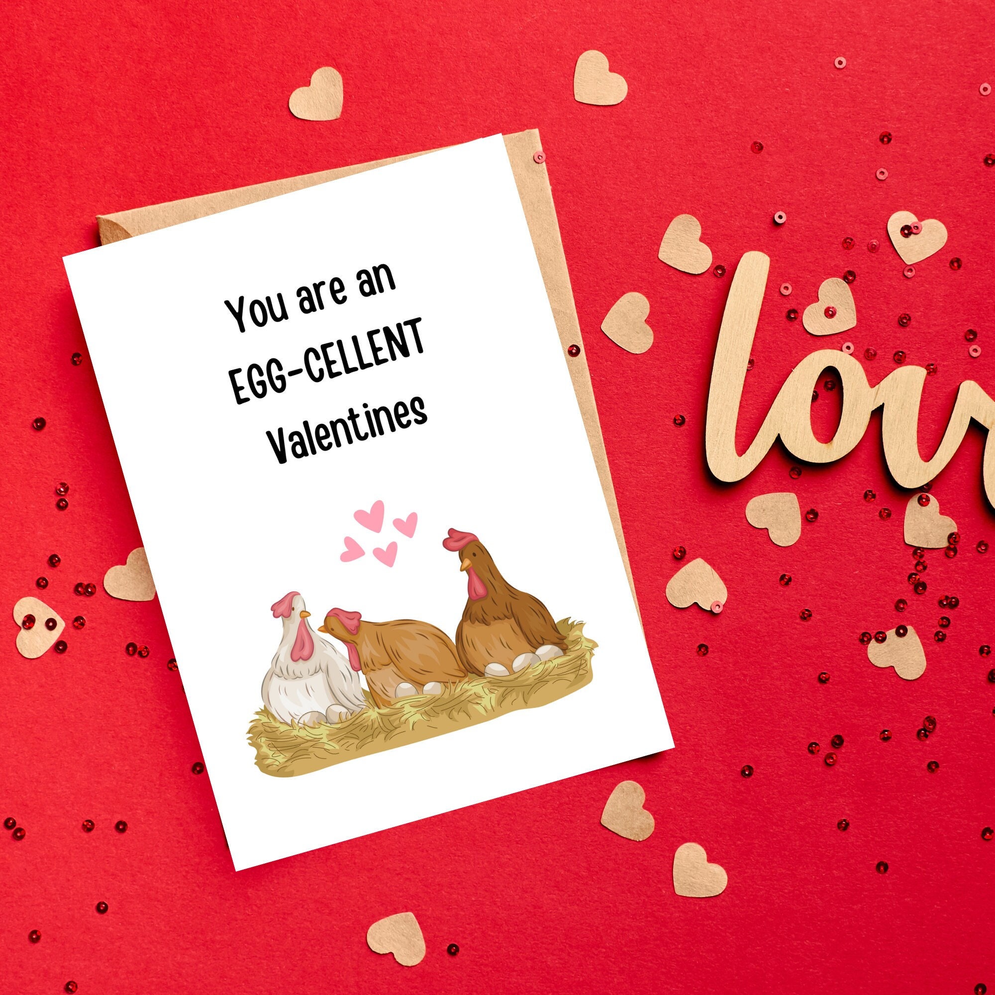 Funny Chicken Valentine's Day Card, Valentine's Card for Chicken and ...