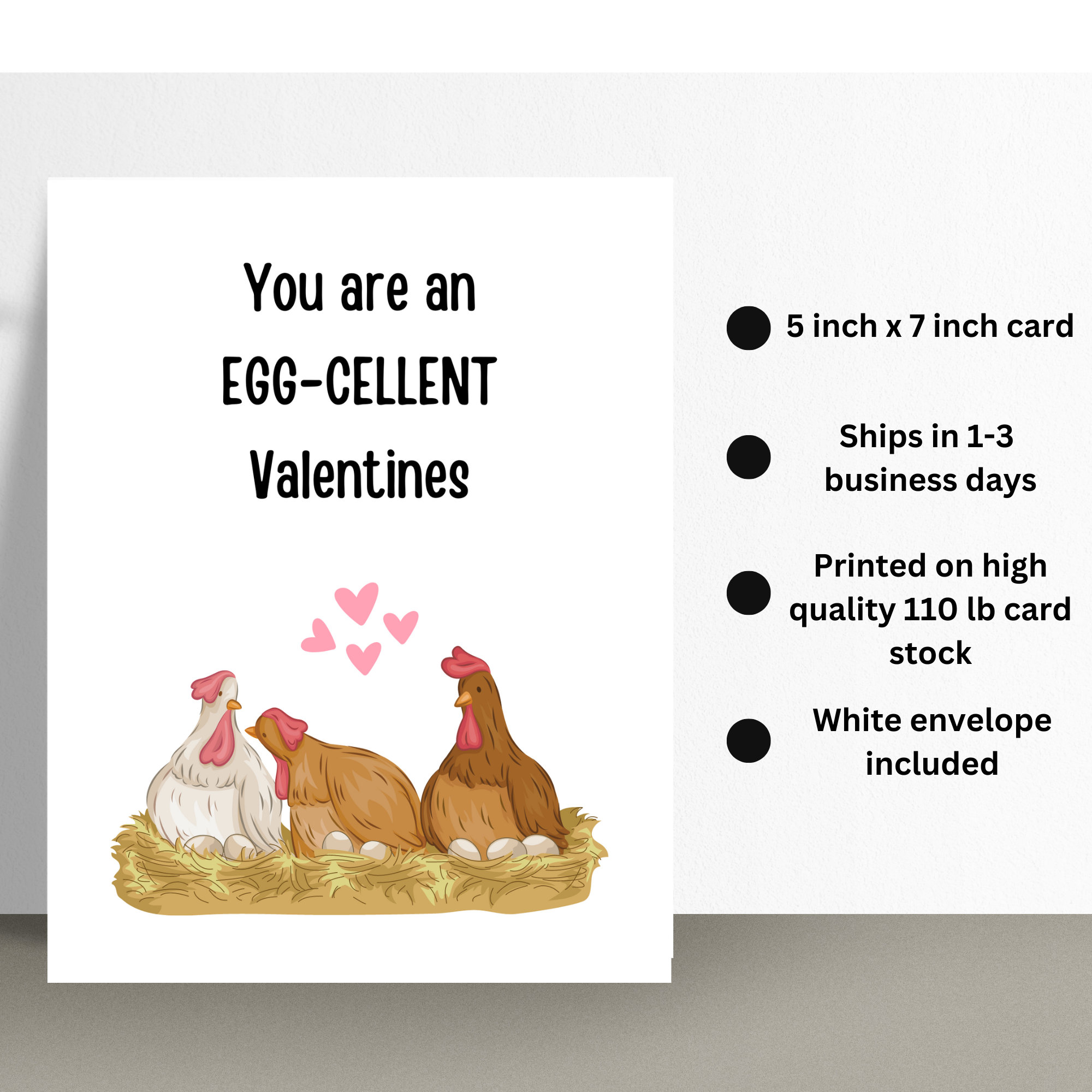 Funny Chicken Valentine's Day Card, Valentine's Card for Chicken and ...