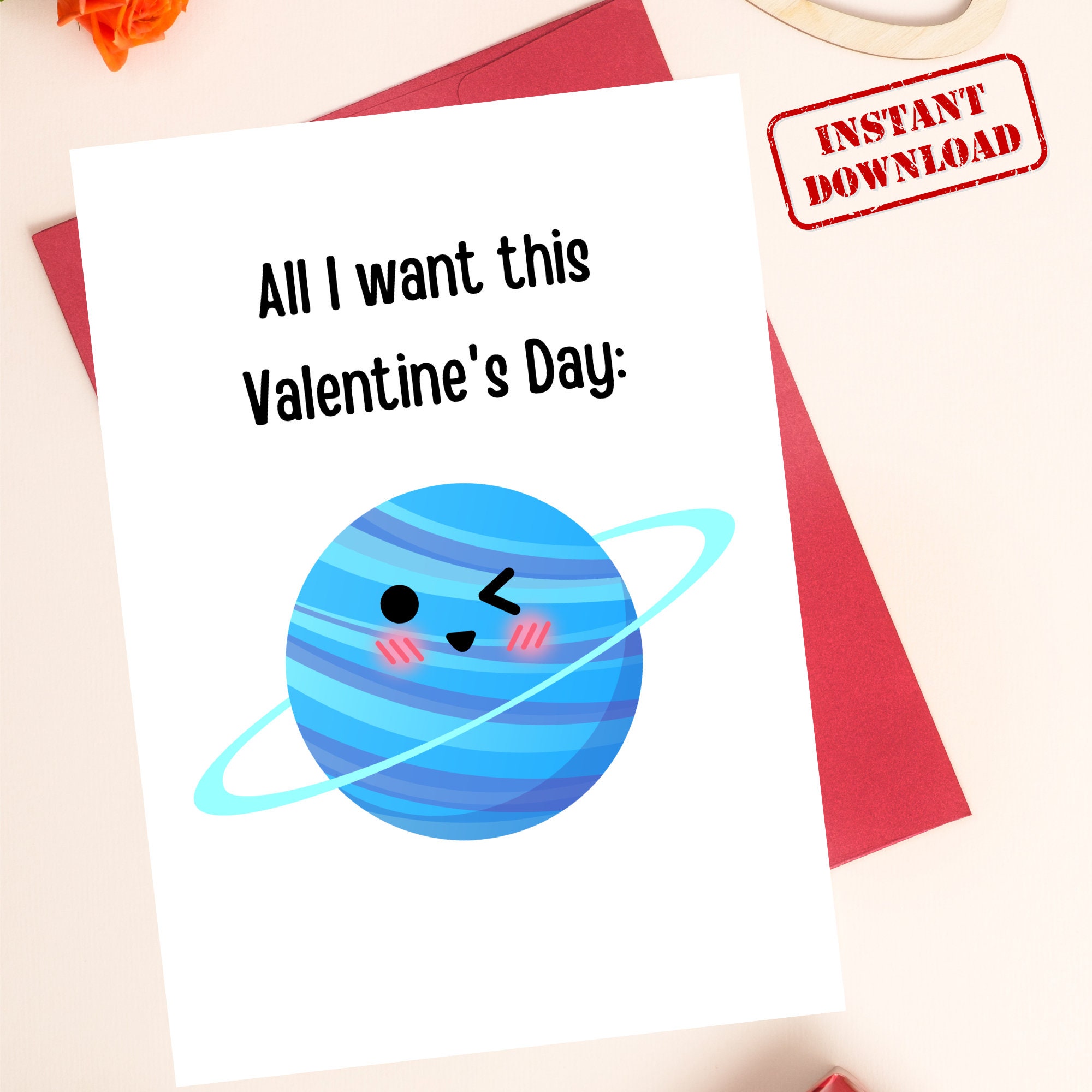 Uranus Printable Naughty Valentine's Day Card, Funny Dirty Digital ...