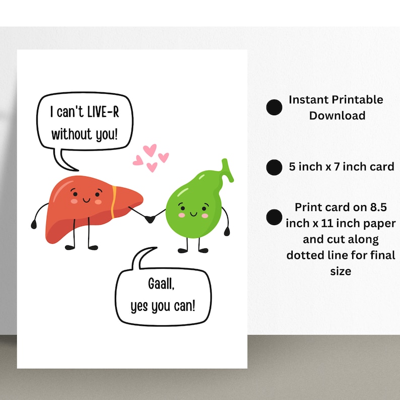 Funny Gallbladder Printable Valentine's Day Card, Digital Download for ...