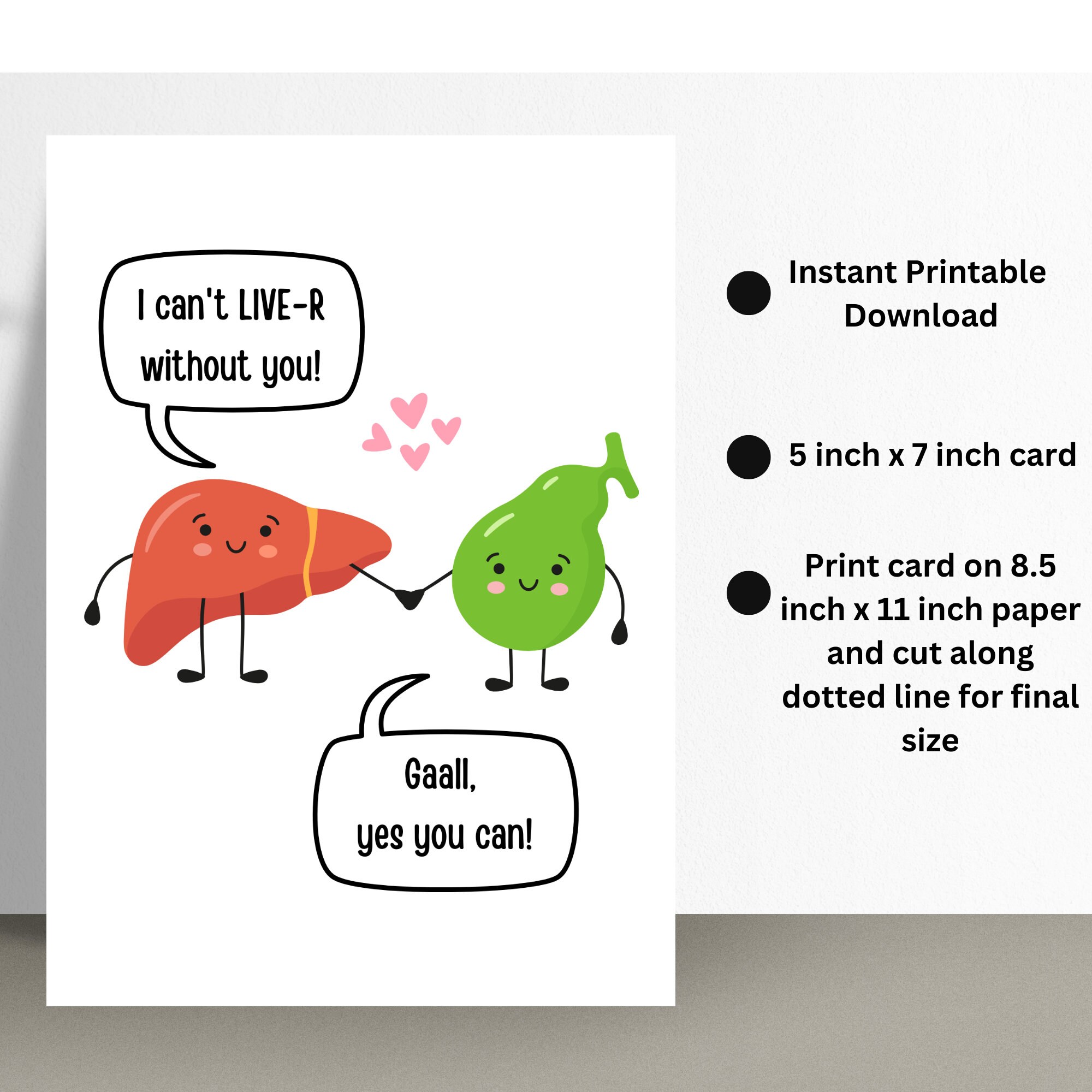 Funny Gallbladder Printable Valentine's Day Card, Digital Download for ...