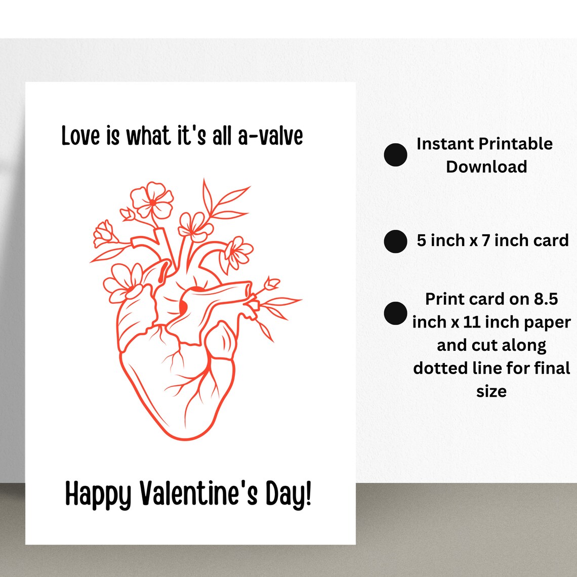 Funny Anatomical Heart Printable Valentine's Day Card, Digital Download ...