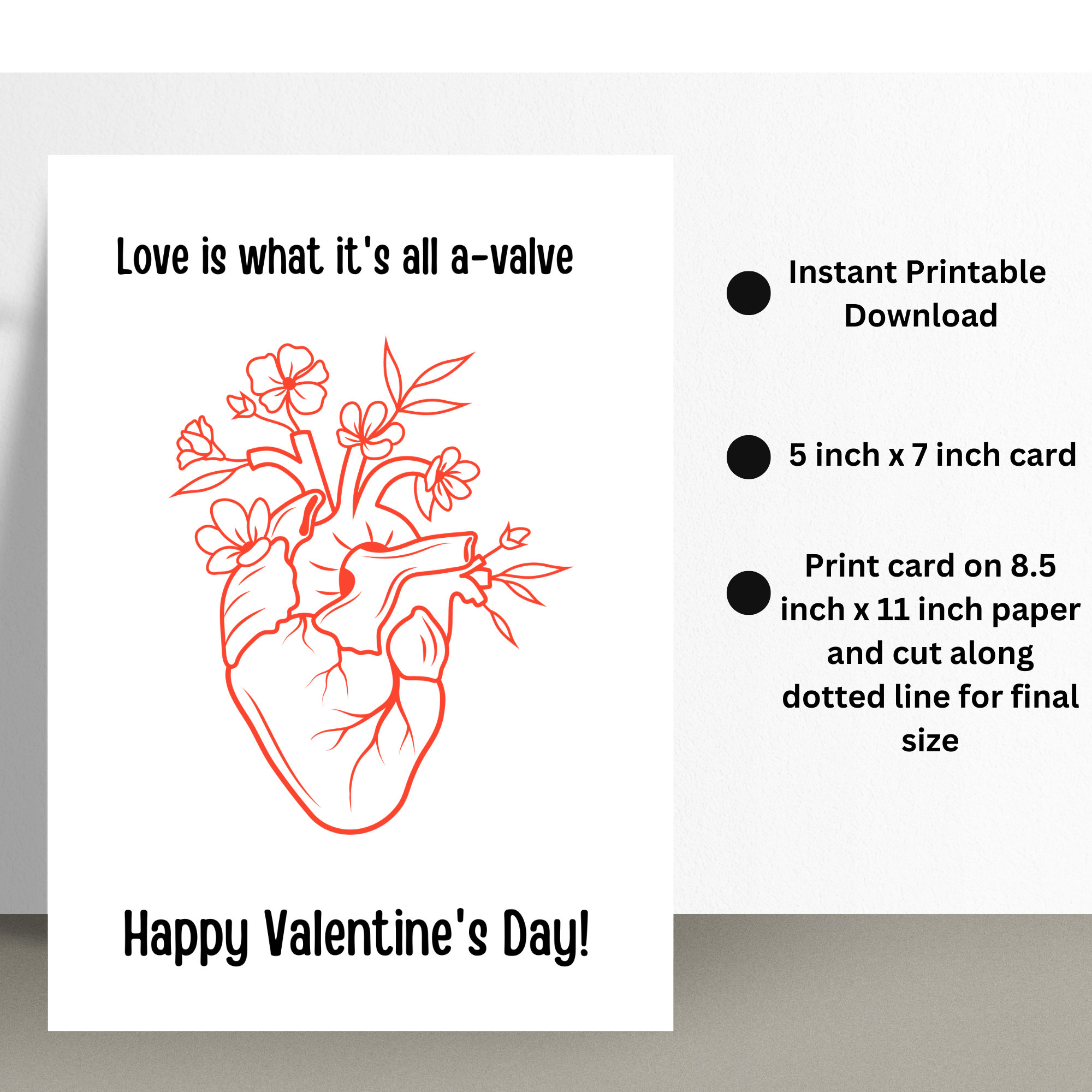 Funny Anatomical Heart Printable Valentine's Day Card, Digital Download ...