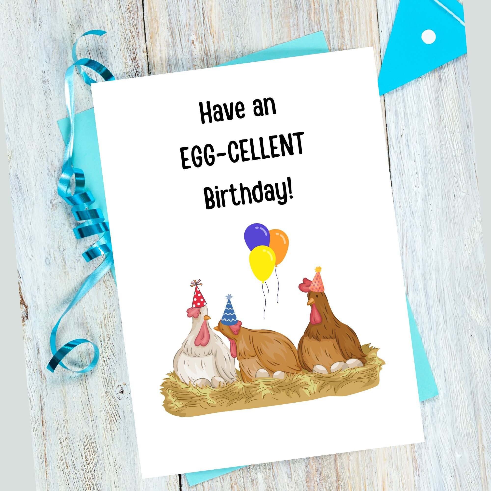 Funny Chicken Printable Birthday Card, Digital Download Card for ...