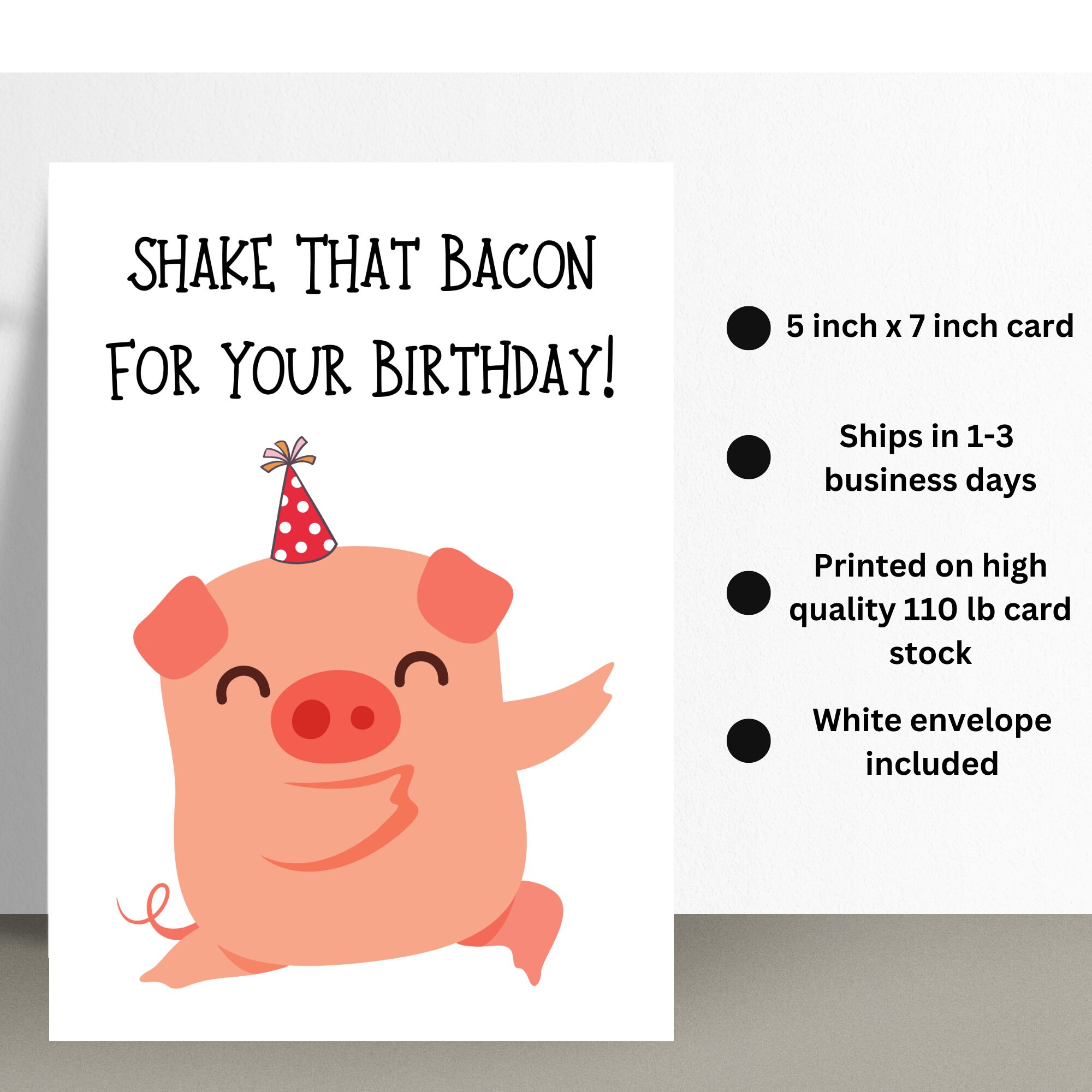 Funny Pig Birthday Card, Birthday Card for Pig and Animal Lovers ...