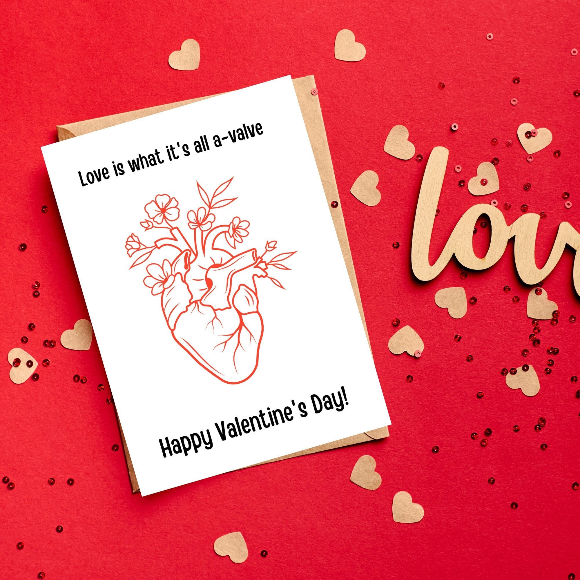 Funny Anatomical Heart Valentine's Day Card, Clever Card for Medical ...