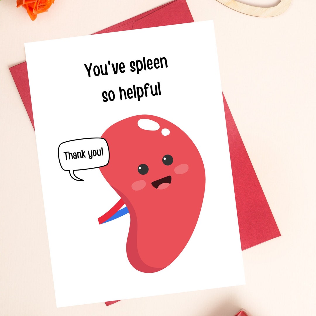Funny Spleen Printable Thank You Card, Digital Download Card for ...