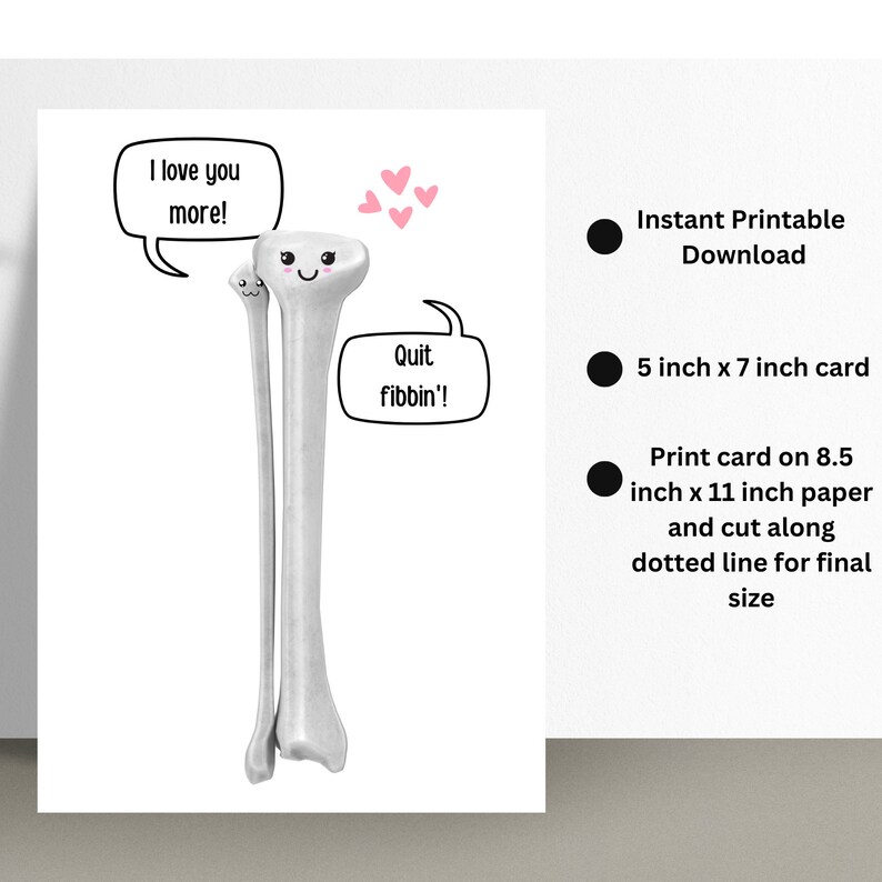 Funny Fibula/tibia Printable Valentine's Day Card, Digital Download for ...