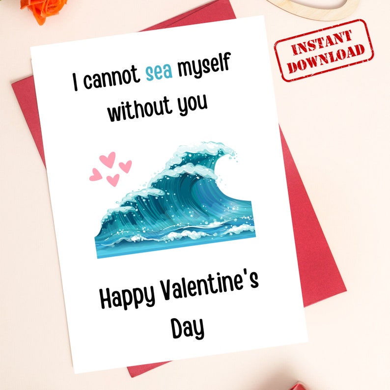 Funny Ocean Printable Valentine's Day Card, Digital Download Card for ...