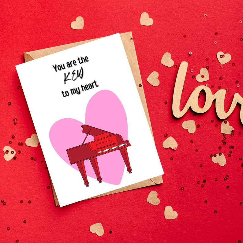 Piano Valentine's Day Card, Card for Music Lovers and Musicians, Unique ...