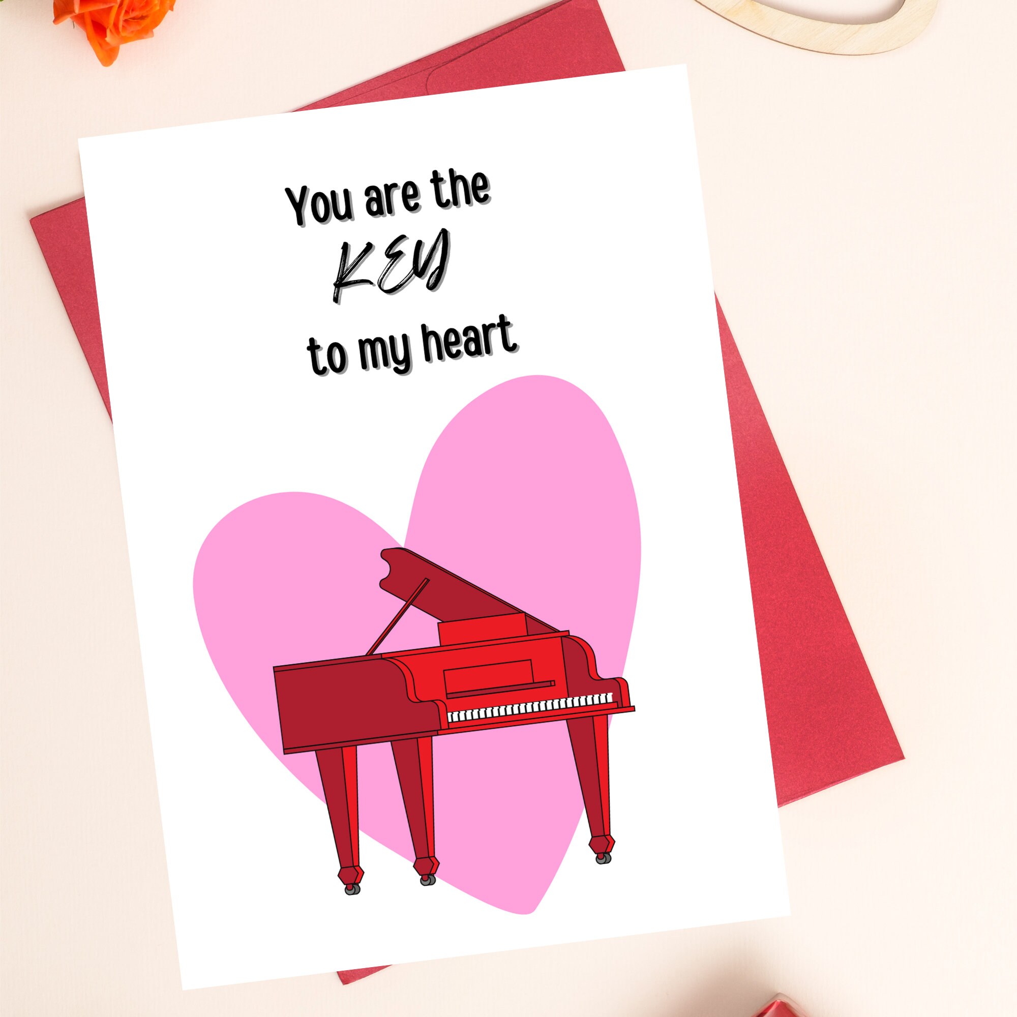 Piano Valentine's Day Card, Card for Music Lovers and Musicians, Unique ...