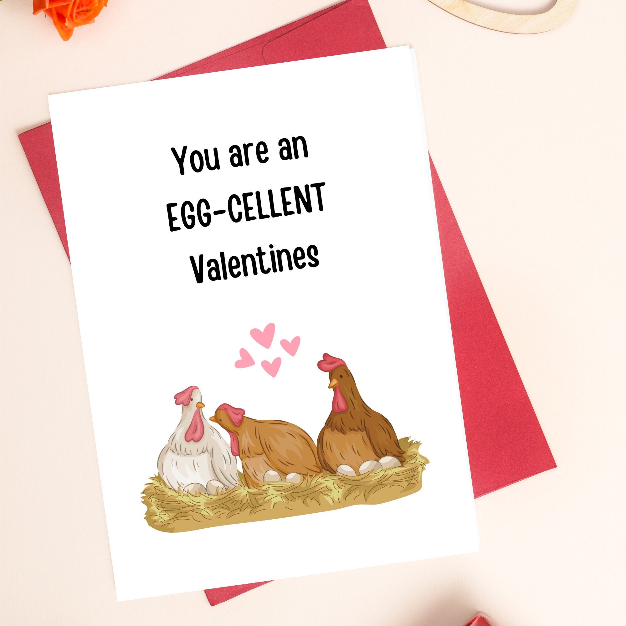 Funny Chicken Valentine's Day Card, Valentine's Card for Chicken and ...