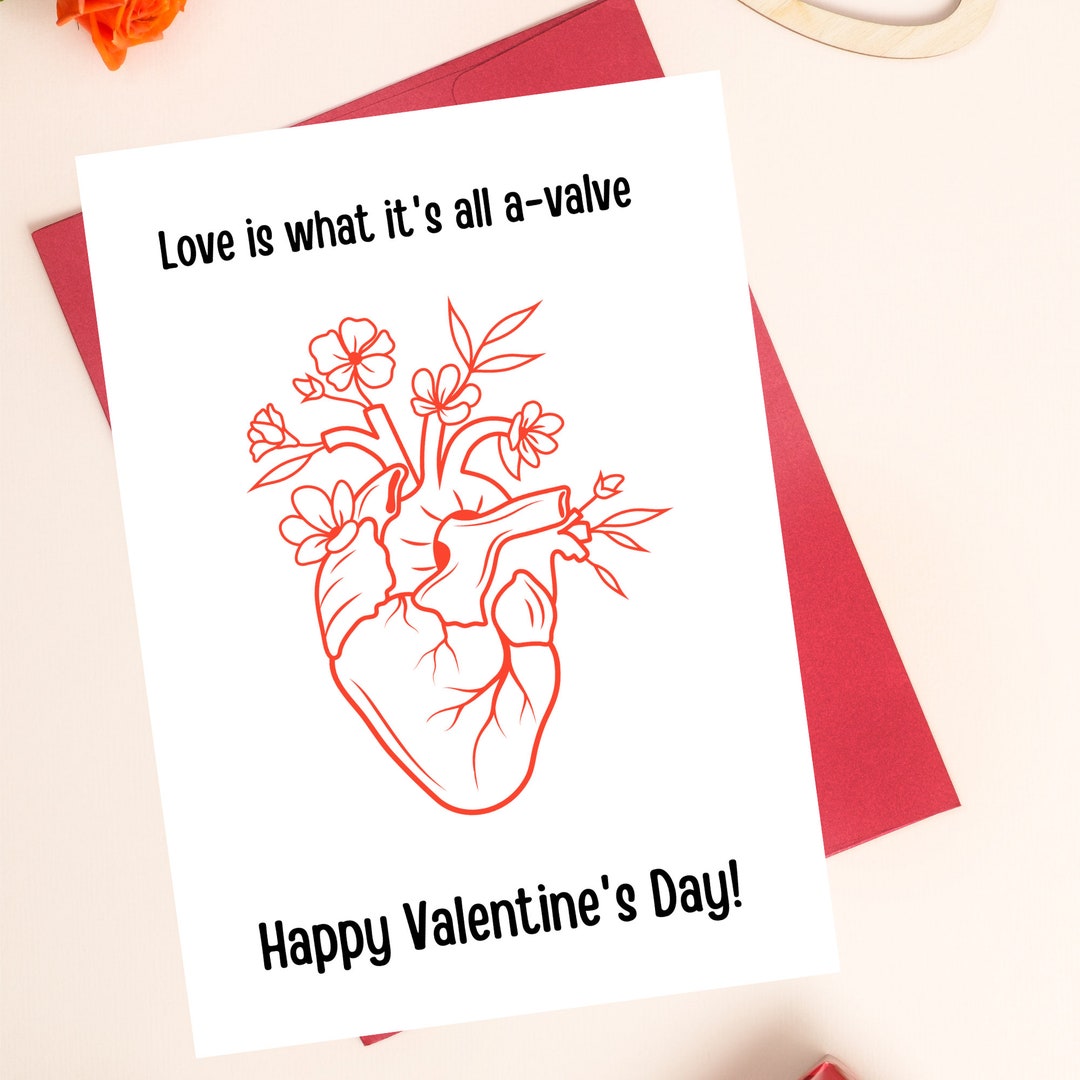 Funny Anatomical Heart Printable Valentine's Day Card, Digital Download ...