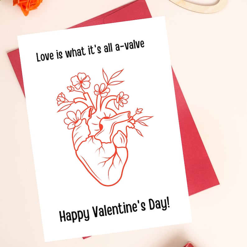 Funny Anatomical Heart Printable Valentine's Day Card, Digital Download ...