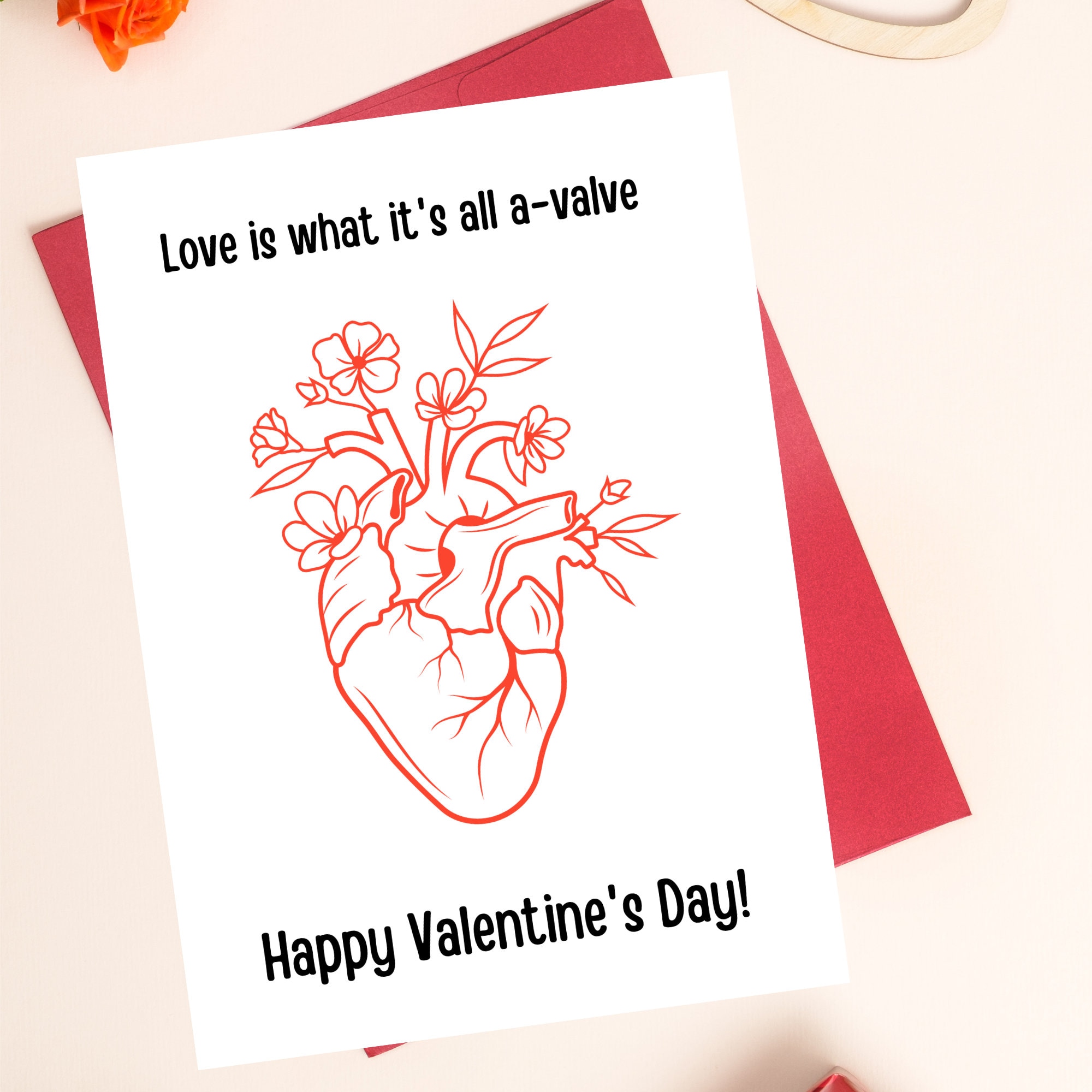 Funny Anatomical Heart Printable Valentine's Day Card, Digital Download ...
