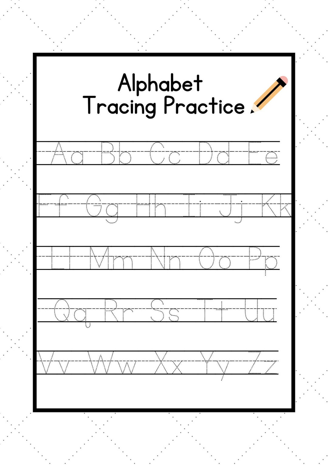 Alphabet Tracing Worksheet - Etsy
