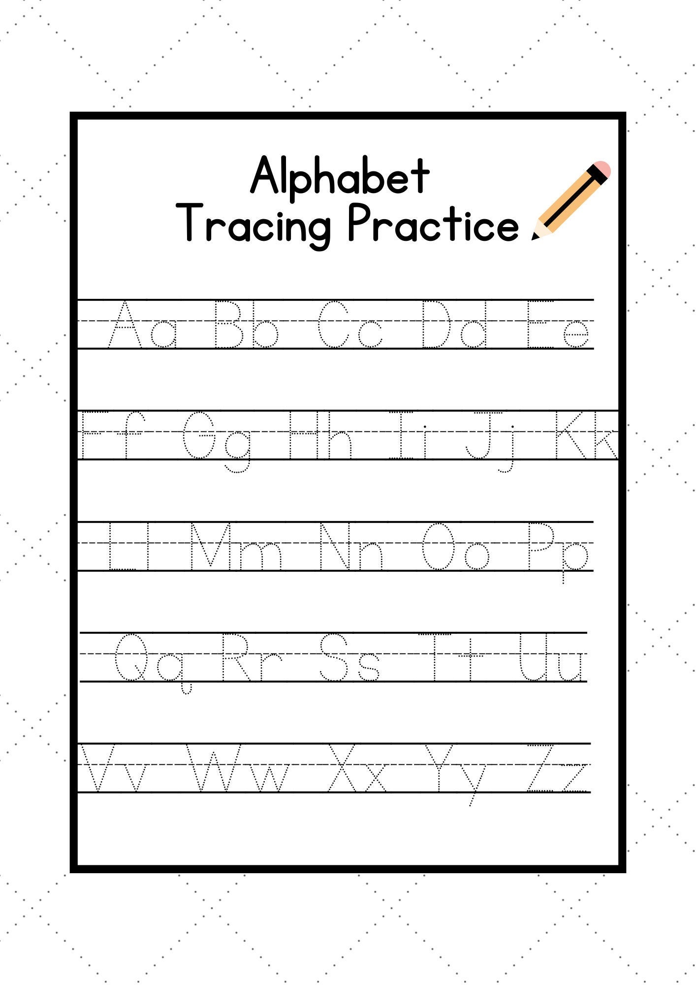 Alphabet Tracing Worksheet - Etsy