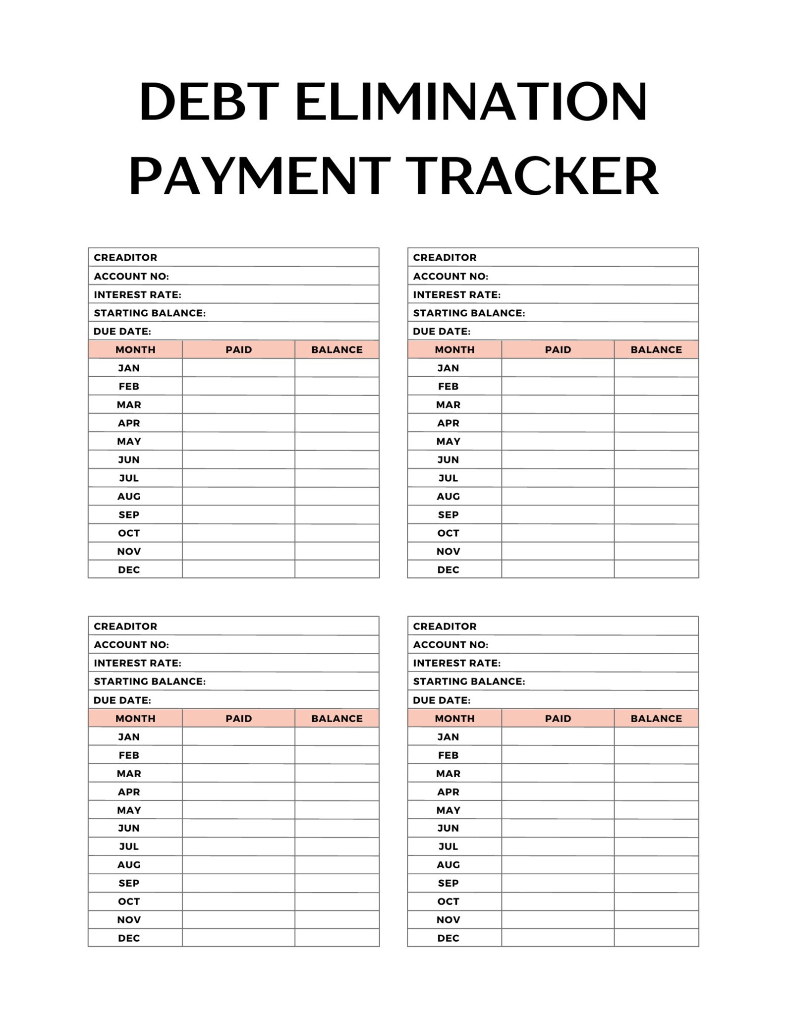 Debt Elimination Tracker - Etsy