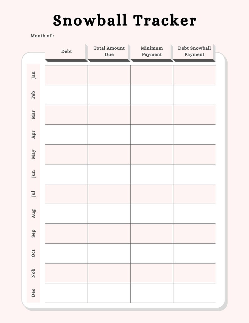 Printable Debt Snowball Tracker - Etsy