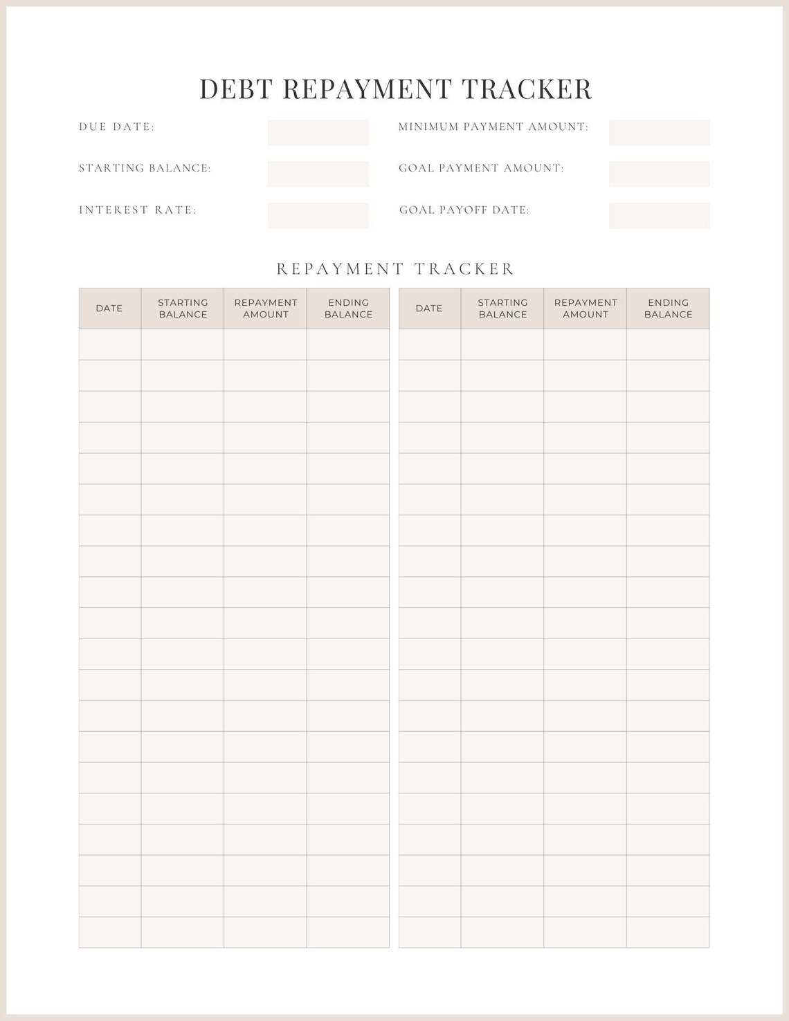 Printable Debt Repayment Tracker - Etsy