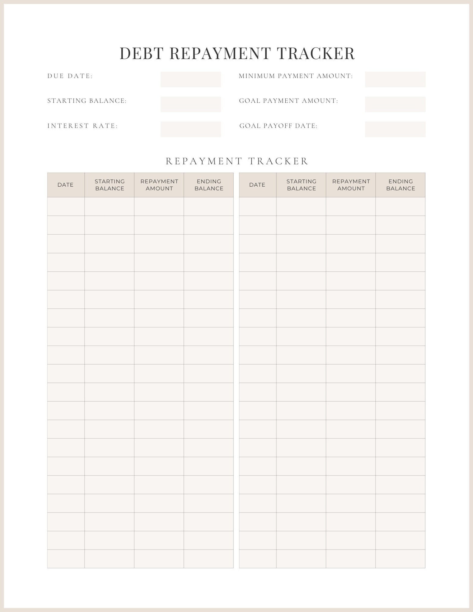 Printable Debt Repayment Tracker - Etsy
