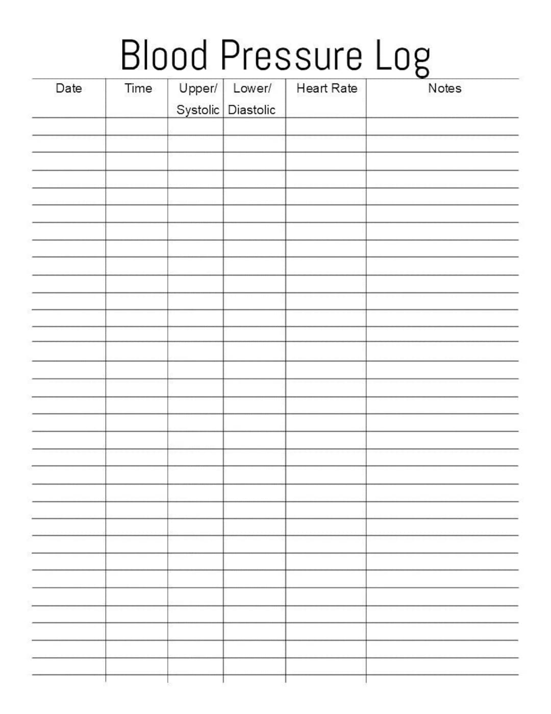Blood Pressure Log - Etsy