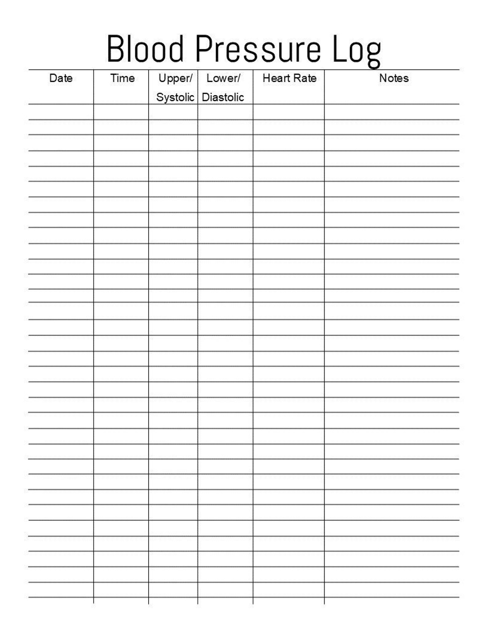 Blood Pressure Log - Etsy