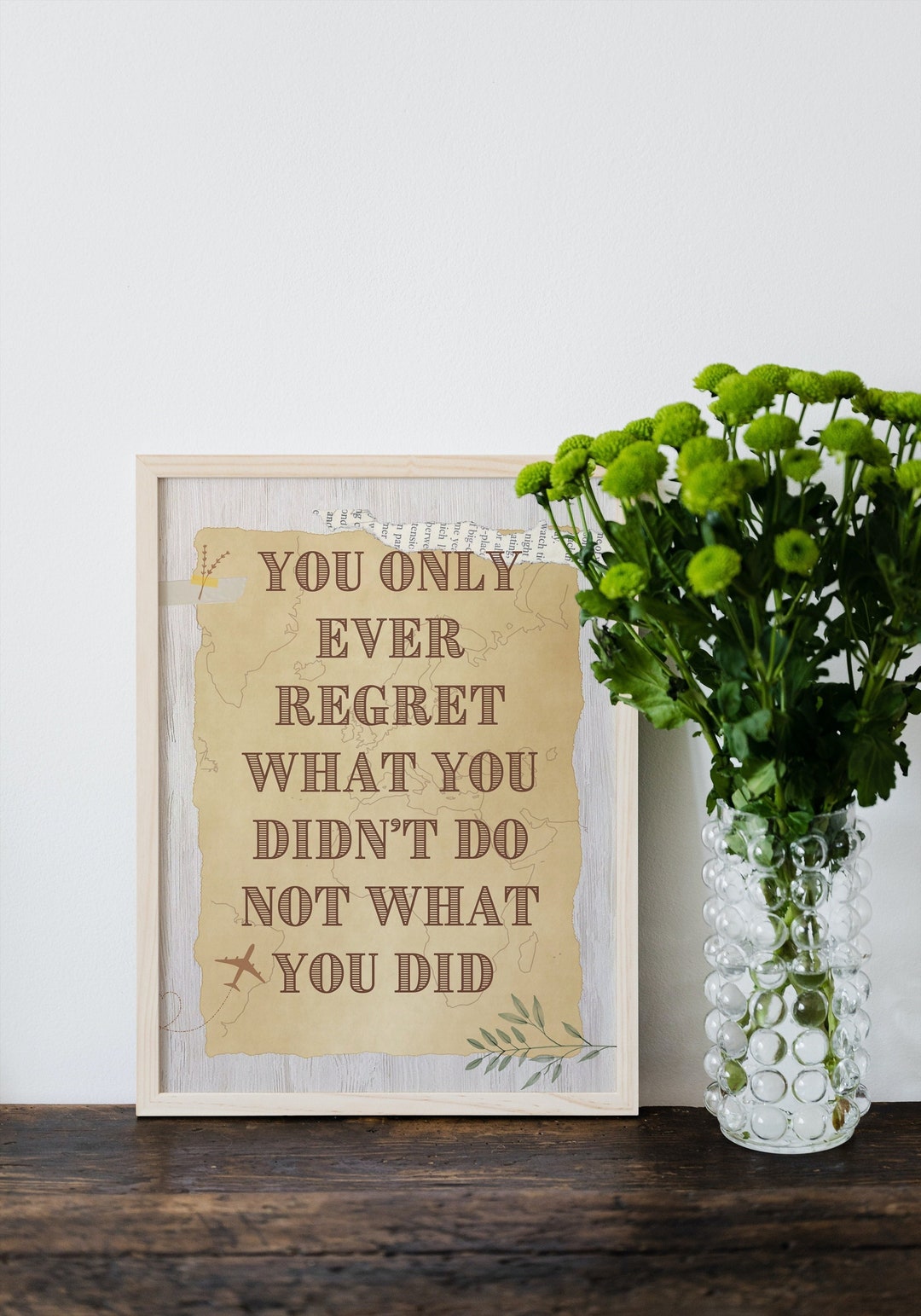 You Only Regret, Printable Wall Art, Inspirational Quote, Travel Quotes ...