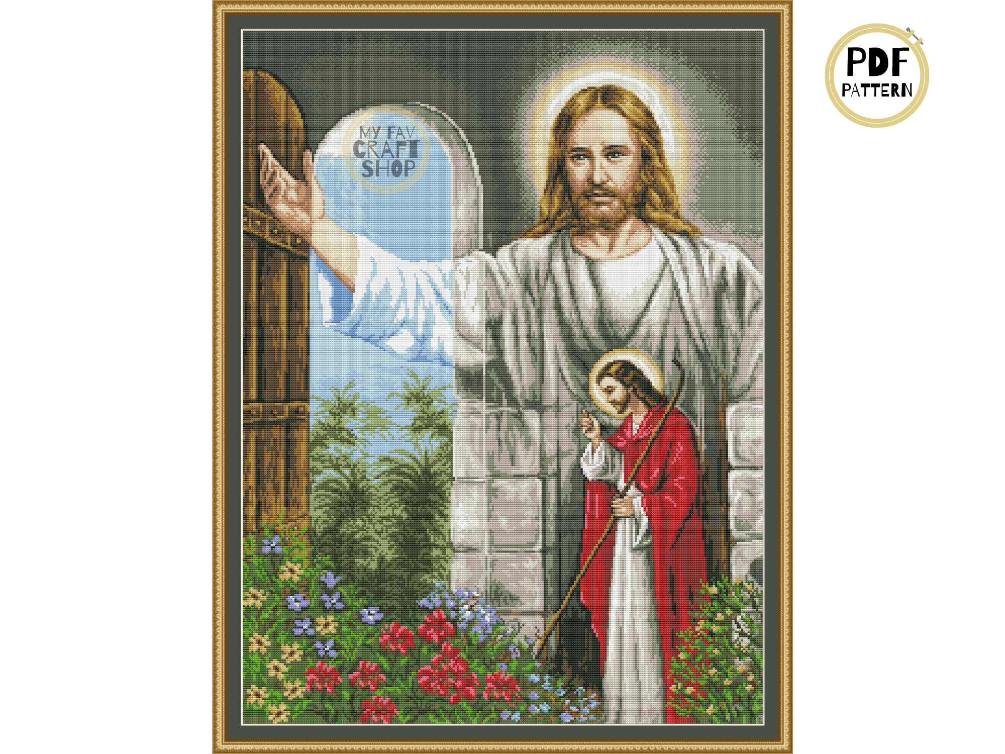 Jesus Cross Stitch PDF. Instant Download. Vintage Counted Cross Stitch ...