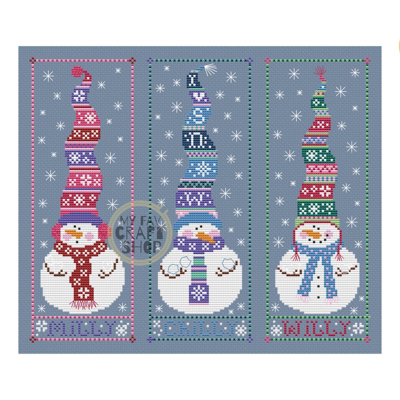 Snowmen Cross Stitch - Etsy