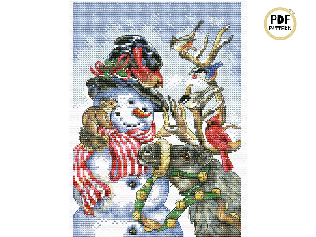 Christmas Snowman Cross Stitch PDF. Instant Download. Counted Cross ...